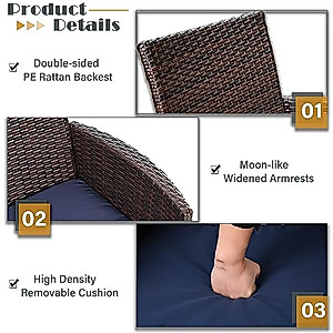 Sophia & William 7 Pieces Patio Dining Set with 13ft Umbrella for Outside, Metal Patio Table and Rattan Chairs Set with Cushion, Beige