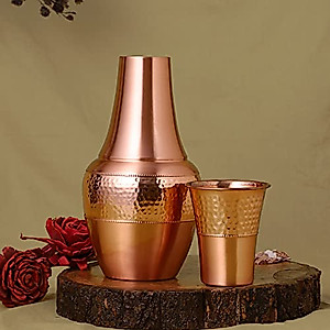 Pure Copper Bedside Carafes, Flask with Tumbler, For Ayurveda Health Benefits - Capacity - 1.4 Lt. (47.3 US Fluid Ounce)