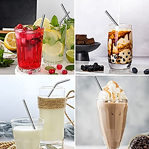 12-Pack Reusable Straws with Case, Portable Metal Straw Set, Stainless Steel Drinking Straws for Tumblers 20oz-32oz, 2 Straw Cleaner Brushes Included, MUZPZ Reusable coffee straws (Silver)