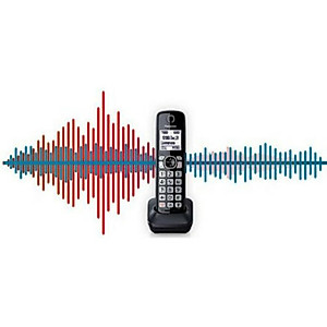 Panasonic Link2Cell Bluetooth Cordless Phone System with Voice Assistant, Call Blocking and Answering Machine. DECT 6.0 Expandable Cordless System - 3 Handsets - KX-TGF573S (Black/Silver Trim)