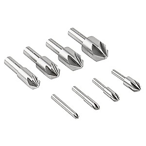Accusize Industrial Tools 82 Degree 6 Flute H.S.S. Machine Countersink, 8 Pcs, Precision Ground, 0206-1018