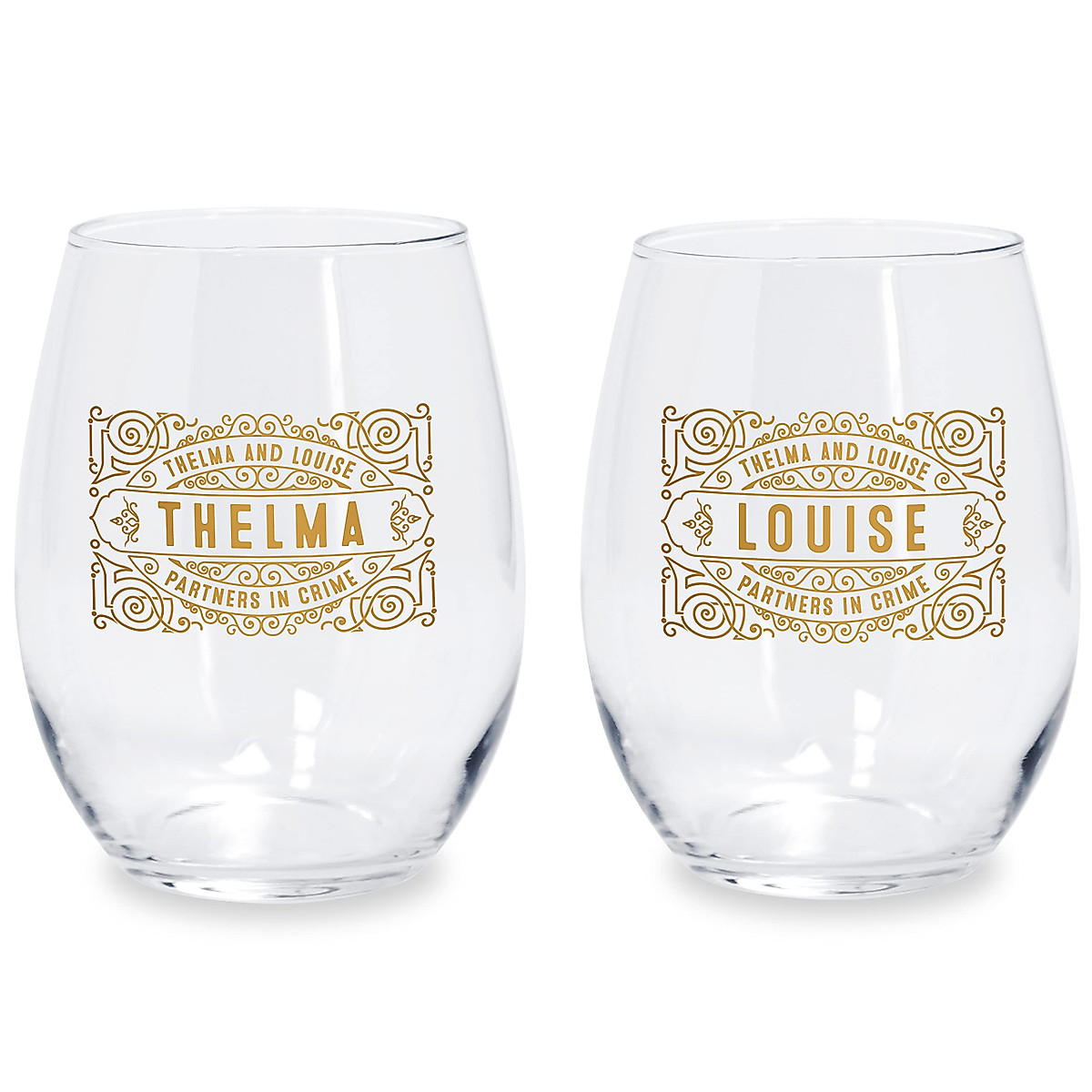 Bad Bananas Thelma and Louise - Gift for Best Friends - Set of Two 21 Oz Stemless Wine Glasses - Friendship Bestie BFF Birthday Gifts for Best Friends Women