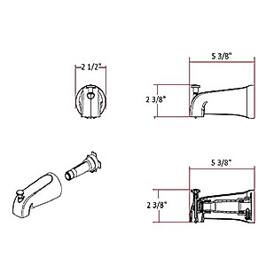 Design House Satin Nickel 522920 Slip-On Tub Diverter Spout, 5 Inch, 5-inch