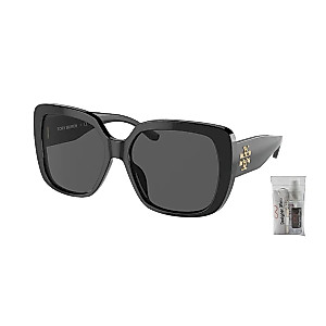 Tory Burch TY7112UM 17098G 57MM Black/Solid Grey Square Sunglasses for Women + BUNDLE With Designer iWear Eyewear Kit