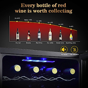Wine Cooler Refrigerator 12 Bottle Freestanding Wine Cellar for White, Red, Champagne or Sparkling Wine,Compressor Wine Chiller Digital Temperature Control Fridge Glass Door