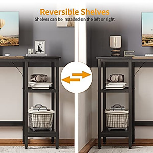 CubiCubi Computer Home Office Desk, 55 Inch Small Desk Study Writing Table with Storage Shelves, Modern Simple PC Desk with Splice Board, Brown Black Finish