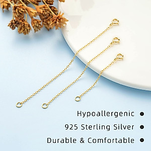 Necklace Extender, Necklace Extenders Gold Chain Extenders for Necklaces Gold Necklace Extender Sterling Silver 925 2inch 3inch 4inch