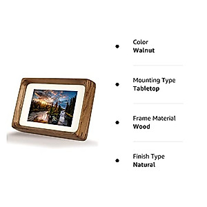 Natural Wood Photo Frames Inspired Tabletop Picture Frame with Mat, Vertical or Horizontal Display (Walnut, 3x4 matted to 2x3)