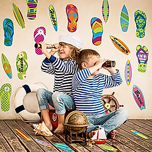 60 Pieces Surfboards Accents Cut Outs Flip-Flop Accents Cut Outs Tropical Beach Hawaii Surfboards Flip-Flop Cutouts Colorful Surfboards Flip-Flop Bulletin Board Decor Paper Sign with Glue Point Dots