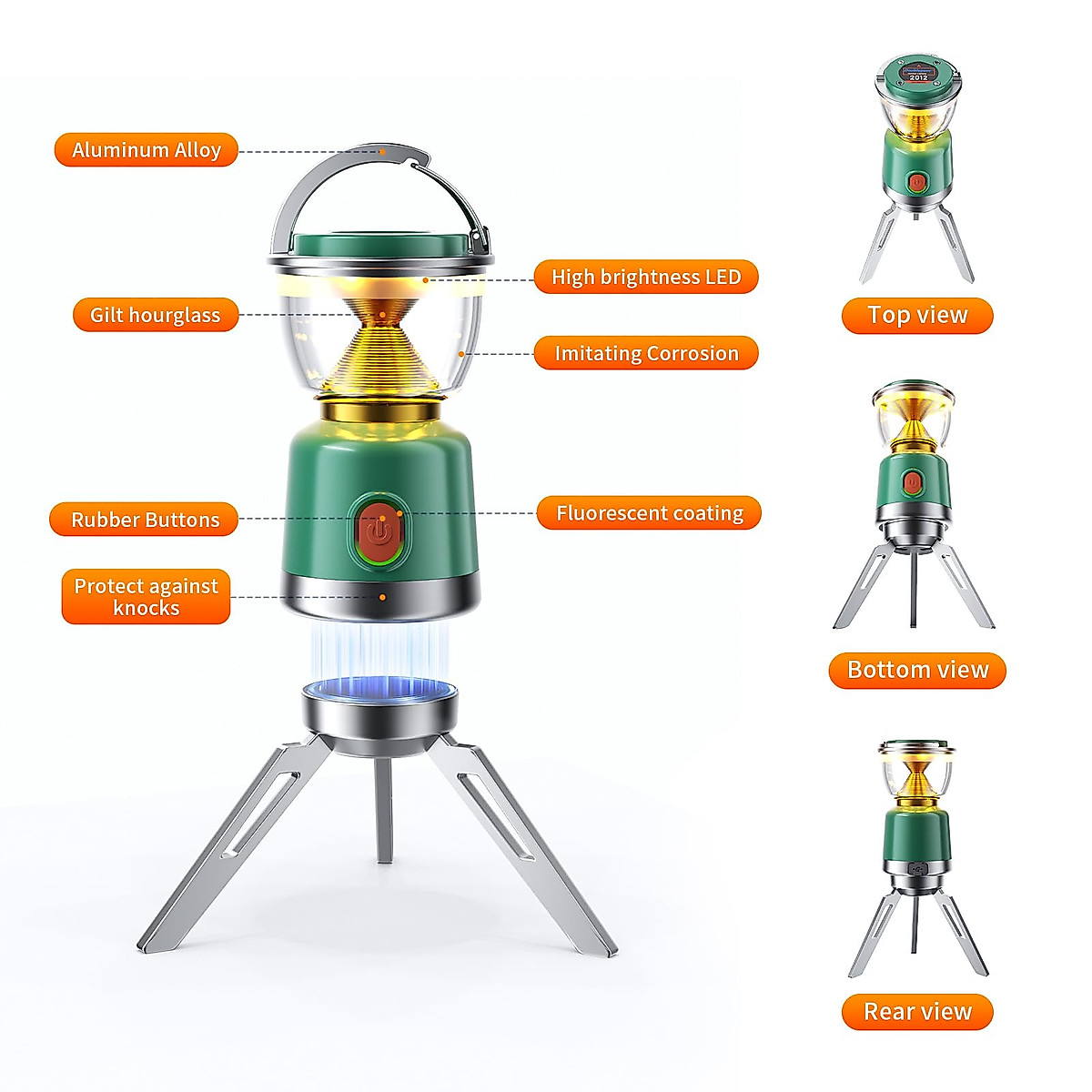 Camping Lantern, Aluminum Alloy Battery Powered Camping Lights, 5 Modes Battery Operated Lantern，Portable Flashlight for Power Outages, Emergency, Hurricane, Hiking