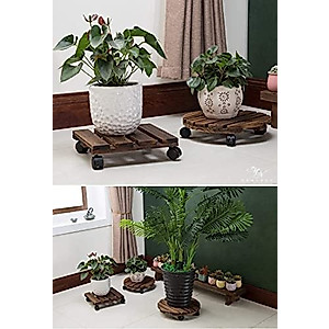 Plant Caddy Square Plastic Plant Pot Trolley Large Plant Pot Mover Dolly Garden Flower Pot Stand On Wheels Heavy Duty Plant Pot Caddy On Wheels Plant Pot Saucers With Wheels And Drainage Holes Indoor