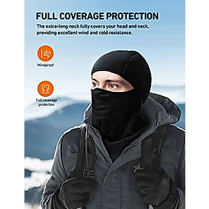 AstroAI Balaclava Ski Mask Winter Fleece Thermal Face Mask Cover for Men Women Warmer Windproof Breathable, Cold Weather Gear for Skiing, Outdoor Work, Riding Motorcycle & Snowboarding, Black