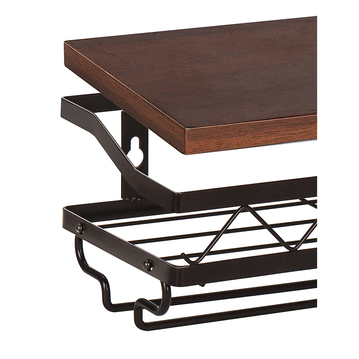 Wine Rack Wall Mounted, Bextcok 2-Pack Wine Glass Rack Wall Mounted Floating Wine Shelf with Glass Holder Champagne Display Storage Rack Wood Rustic for Kitchen Dining Room Bar Decoration, Bronze