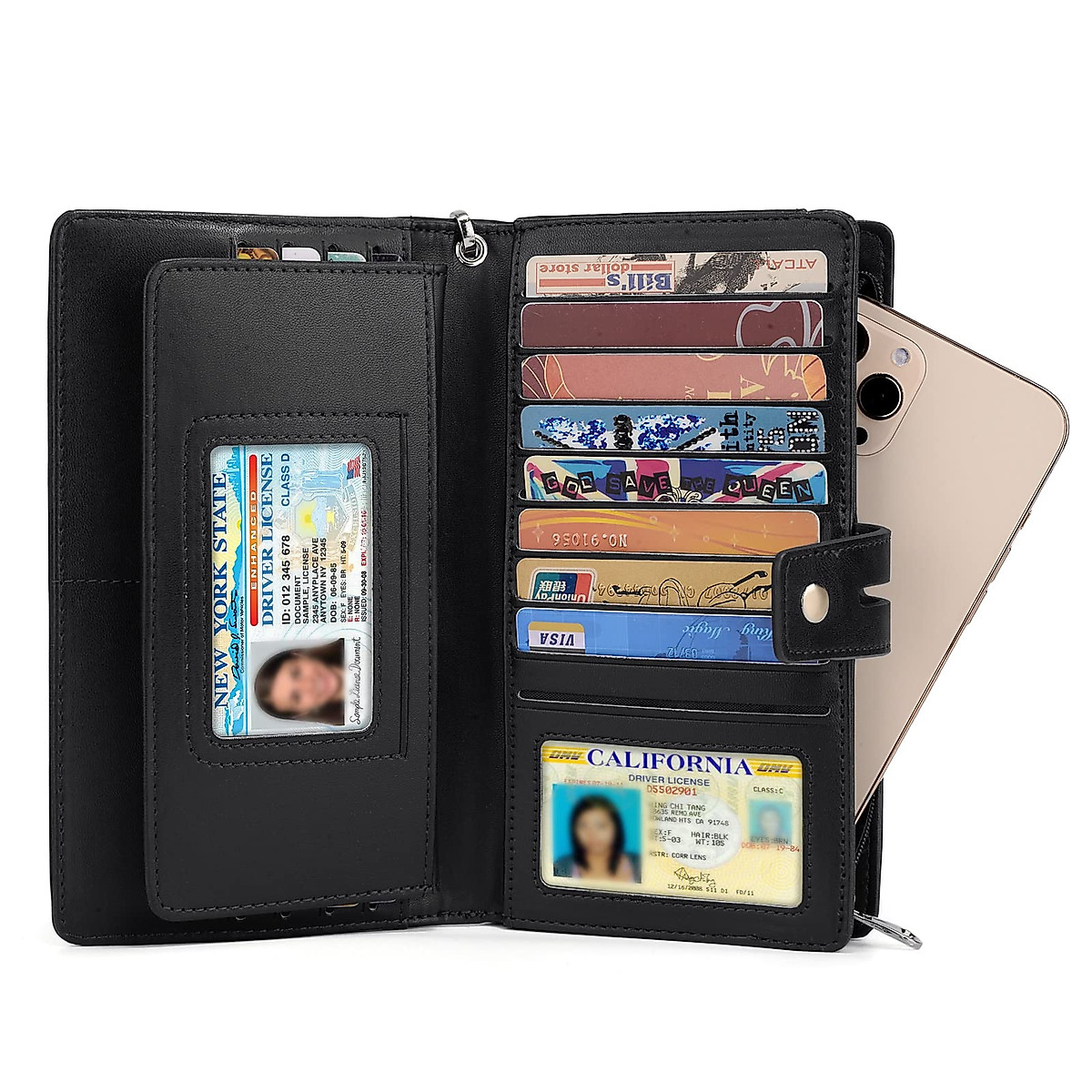 UTO RFID Wristlet Wallet for Women Detachable Checkbook Holder Card Bill Phone Organizer Large Clutch Purse