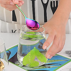 3 Pairs Rainbow Chopsticks and 3PCS Rainbow Spoons Set, Stainless Steel Chopstick and Spoon Perfect for Home and Kitchen