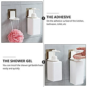 Angoily Shower Bracket Holder Type Shelf Free Toilet Bottle Shampoo Liquid Bathroom Rack Hook Hand Storage Home Kitchen Gel Seamless Punch for Suction Mounted Adhesive Self Wall