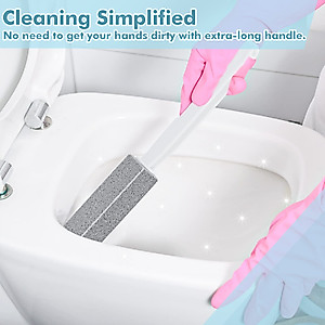2 Pack Pumice Stone for Toilet Cleaning with Extra Long Handle, Premium Pumice Stone Toilet Brush, Hard Water Stain Remover Effectively Removes Stubborn Limescale.