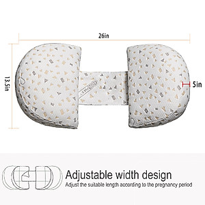 Emachi Pregnancy Pillow for Pregnant Women, Soft Pregnancy Body Pillow, Pillow Used to Support and Relieve Pain or discomfort in The Waist, Abdomen and Buttocks, Detachable Grey.