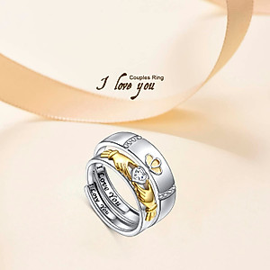 Matching Rings Irish Celtic Claddagh Ring Love Loyalty Promise Sterling Silver Rings for Couples I Love You Engagement Wedding Ring Band Sets for Him and Her