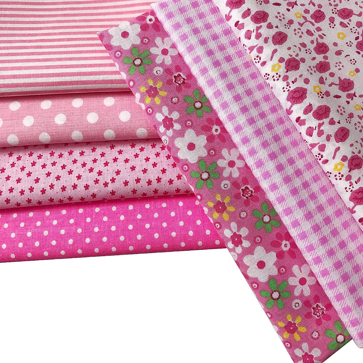 Quilting Fabric Misscrafts 7pcs 50 x 50cm Cotton Fabric DIY Making Supplies Craft Patchwork Fabric Bundle Fat Quarter Pre-Cut Quilt Squares for DIY Sewing Scrapbooking (Pink)