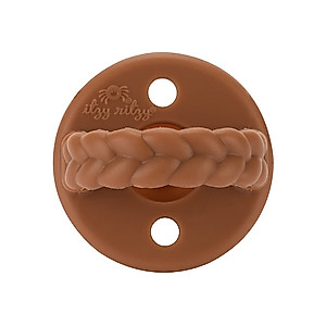 Itzy Ritzy Sweetie Soother Pacifier Set of 3 - Silicone Newborn Pacifiers with Collapsible Handle & Two Air Holes for Added Safety; Set of 3 in Coffee & Cream, Ages Newborn & Up