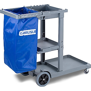 Carlisle FoodService Products Plastic Short Platform Janitorial Cart, 300 lbs Capacity, 45" x 19" x 39", Gray
