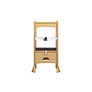 Naomi Home Kids I'm a Big Helper, Kitchen Step Stool for Toddlers with Safety Rail, Children Standing Tower for Learning Little Helper, Solid Wooden Counter Stool for Kids Natural