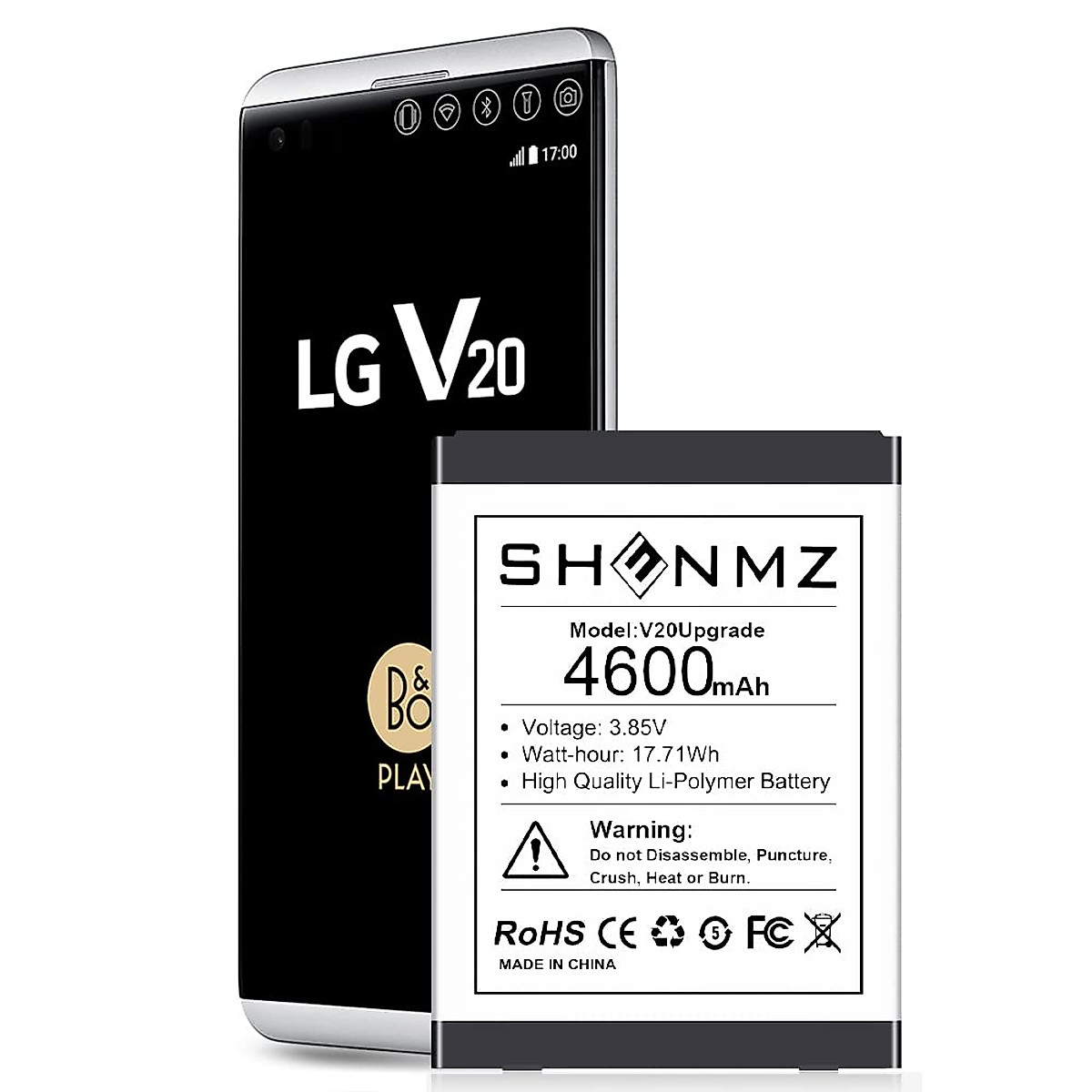 SHENMZ for LG V20 Battery, 4600mAh [2025 New Upgrade] High Capacity Replacement Battery for LG Stylo 3/ Stylo 3 Plus H918 H910 LS997 US996 VS995 V995 BL-44E1F Spare Battery