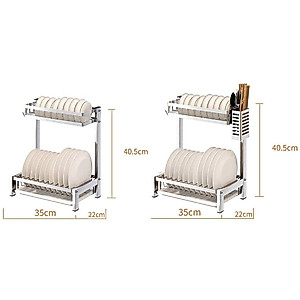 Plate Rack Draining Dish Rack 304 Stainless Steel Dish Drain Rack Kitchen Rack Small Dishware Storage Rack for Kitchen Countertop Pan Plate Holder (Color : A)