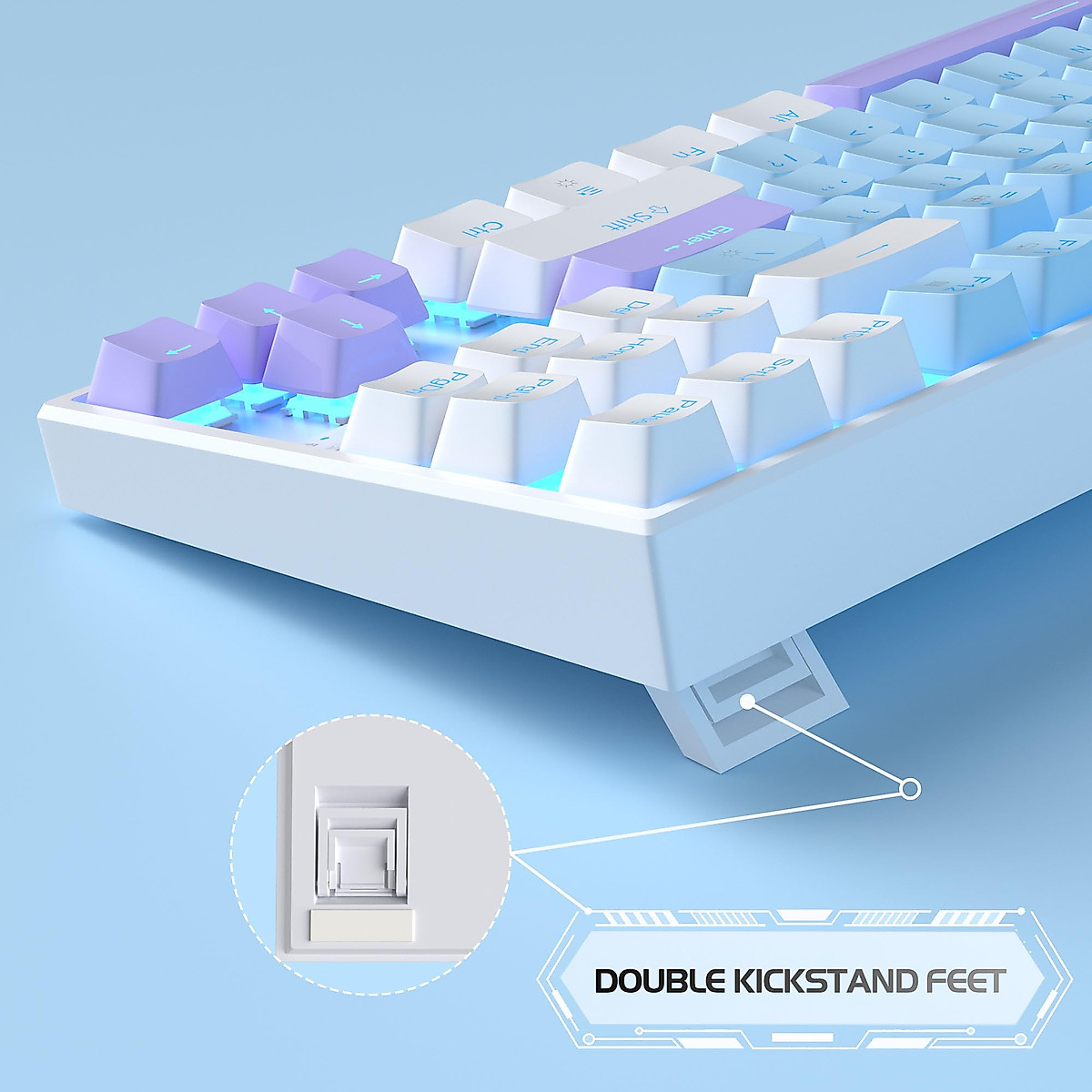 MageGee 75% Mechanical Gaming Keyboard with Blue Switch, LED Blue Backlit Keyboard, 87 Keys Compact TKL Wired Computer Keyboard for Windows Laptop PC Gamer - Blue/White