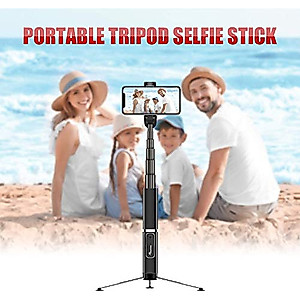 Selfie Stick Tripod, Aluminum Integrated Storage Design Phone Tripod with Wireless Remote Controller - Compatible for iPhone X/Xs/XR/iPhone 8/8Plus/iPhone 7/iPhone 6 and All Android Phone