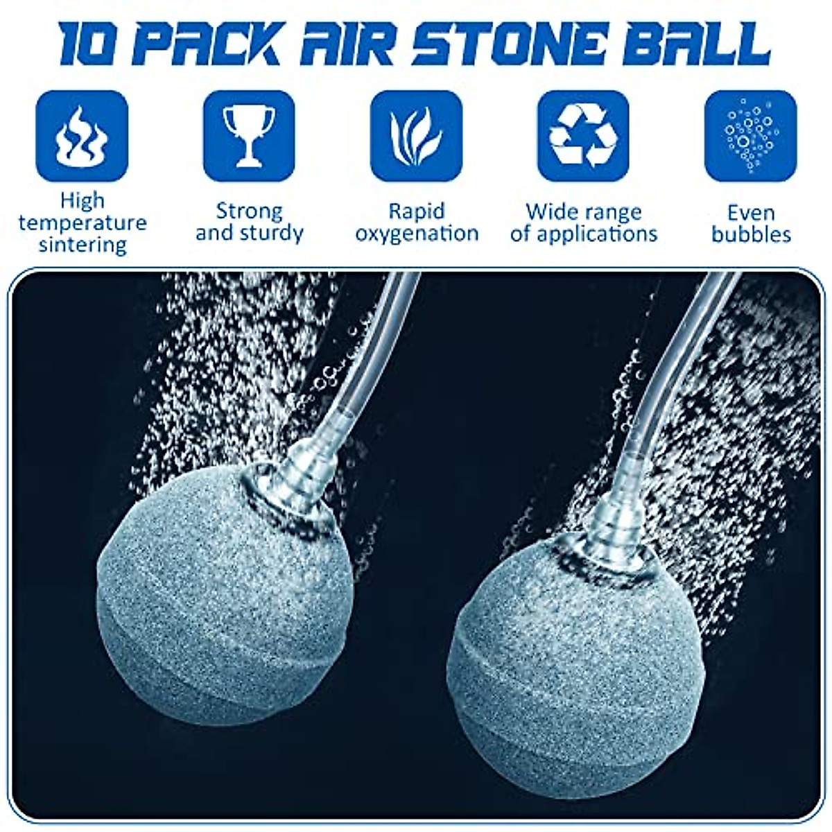 10 Pieces 2 Inch Air Stones for Aquarium Air Stone Ball Diffuser Release Tool Fish Tank Air Stone for Aquarium Air Stones Fish Tanks Buckets Ponds and DWC Reservoirs Accessories, Gray