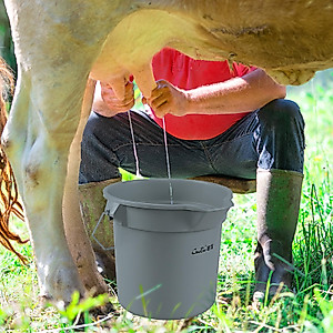 Qskely 3.5 Gallon Commercial Cleaning Plastic Buckets with Handles, Gray Industrial Round Utility Pail, 4-Pack
