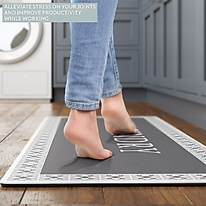 Barnyard Designs Anti-Fatigue Farmhouse Non-Slip Floor Mat, Comfortable Waterproof Cushioned Runner Rug for Laundry Room Standing Pad, 47" x 17", Laundry Print