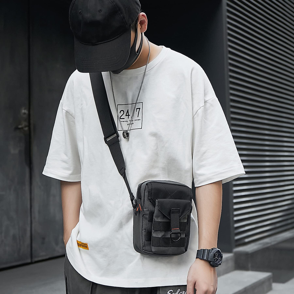 Small Crossbody Bag for Men,Mini Shoulder Bag Mini Messenger Bag for Cell Phone,Neck Pouch Bag Passport Wallet