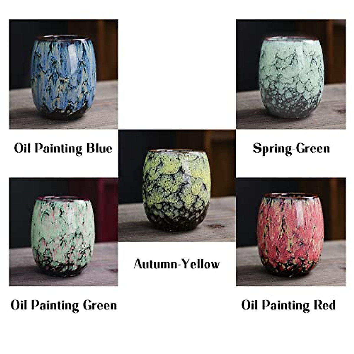 CteaTs Chinese/Japanese Style Ceramic Tea Cup Set Coffee Mug Asian Kung Fu Teacups Ceramic Yerba Mate Cup Set(5 Pack)