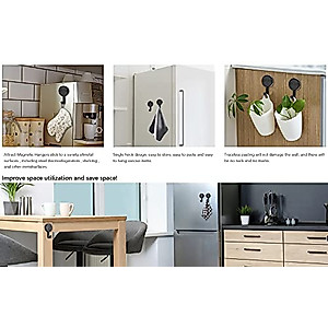 AOAOYING Magnetic Rubber Adhesive Hooks- Reliable Magnetic Hanger Adhesive Hooks Heavy Duty Stick on Wall Hooks for Indoor/Outdoor Hanging (Black 2 Pack)