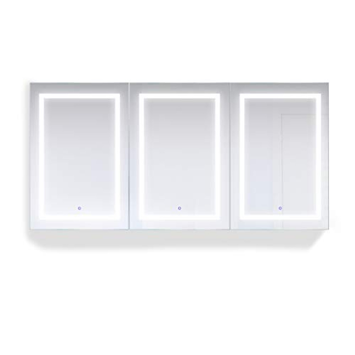 Krugg LED Medicine Cabinet 72 Inch X 36 Inch | Recessed or Surface Mount Mirror Cabinet w/Dimmer & Defogger + 3X Makeup Mirror Inside & Outlet + USB(Left Left Right)