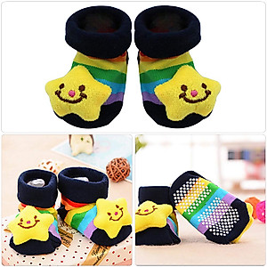 6 Pairs Baby Socks Boys Girls 3D Cartoon Anti-Skid Baby Booties Sock Slippers