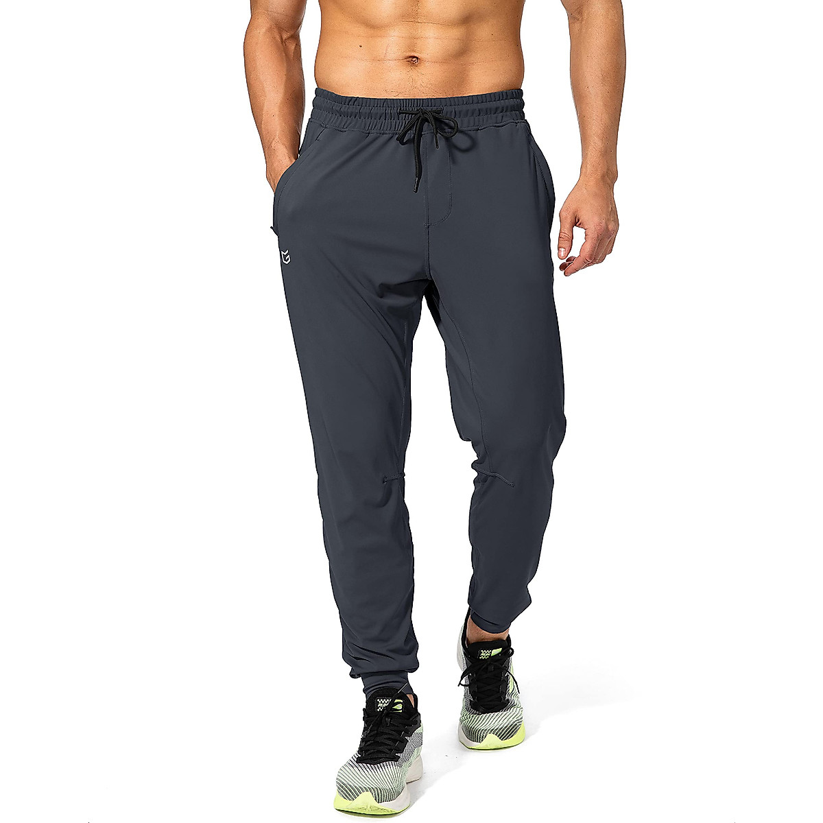 G Gradual Men's Sweatpants with Zipper Pockets Athletic Pants Traning Track Pants Joggers for Men Soccer, Running, Workout (Grey, Large)