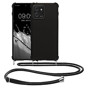 kwmobile Crossbody Case Compatible with Motorola ThinkPhone Case - TPU Silicone Cover with Strap - Black