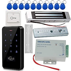 LEXI 3000 Users Complete Set Waterproof Touch Panel RFID Keypad 125KHz Access Controller with Upgraded Electric Magnetic Lock and Power Supply, Complete Set for Door Entry Access Control