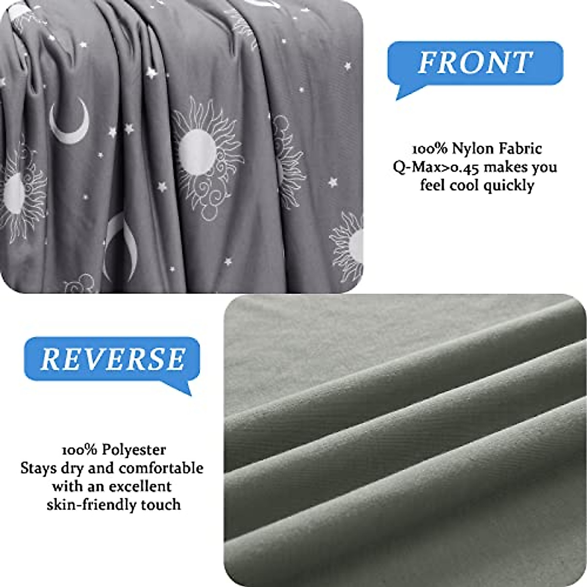 inhand Cooling Blanket, Twin Size (59"x79") Cooling Blankets for Hot Sleepers, Q-Max >0.45 Decorative Lightweight Breathable Summer Cold Blankets for Sleeping Night Sweats to Keep Cool, Grey Sky