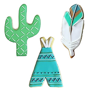 Southwest Cookie Cutter 3-Pc Set Made in USA by Ann Clark, Cactus, Teepee, Feather
