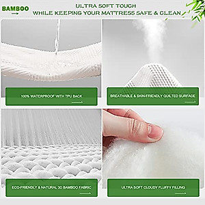 GRT Rayon Bamboo Waterproof Mattress Protector Cal King Size - 3D Air Fiber Cooling Mattress Cover Breathable Ultra Soft, Mattress Pad Noiseless Fits up to 26'' Deep Pocket Mattress Machine Washable