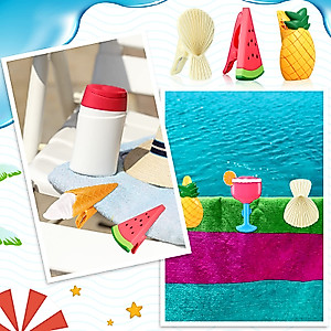 20 Pcs Beach Towel Clips Plastic Beach Chair Clips Flamingo Parrot Watermelon Pineapple Ice Cream Portable Swimming Pool Towel Holder Funny Clothespins for Christmas Party Gift Pool Blanket Decoration