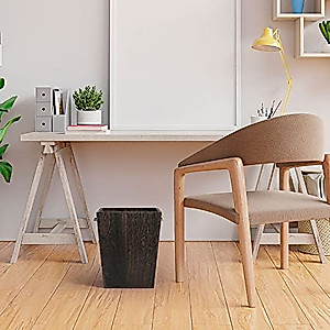 MOOACE Wood Trash Can Wastebasket, 2 Gallon Small Garbage Can Waste Basket Recycling Bin Container with Metal Handle for Bedroom, Living Room, Office, Kitchen, Bathroom