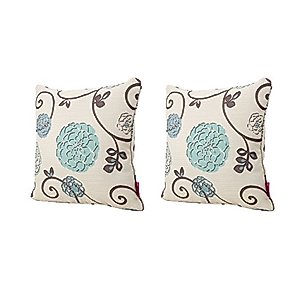 Christopher Knight Home Ippolito Fabric Pillows, 2-Pcs Set, White and Blue Floral