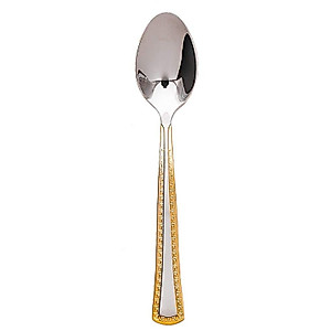 Royal Flatware Silver Stainless Steel Tea Spoon, Gold-Plated Teaspoons Hostess Serving Set, Elegant Flatware Set of 12