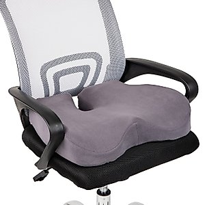 Mind Reader Office Chair Cushion, Ergonomic, Orthopedic, Portable, Car Seat, Memory Foam, 18.25" L x 15.5" W x 4" H, Gray